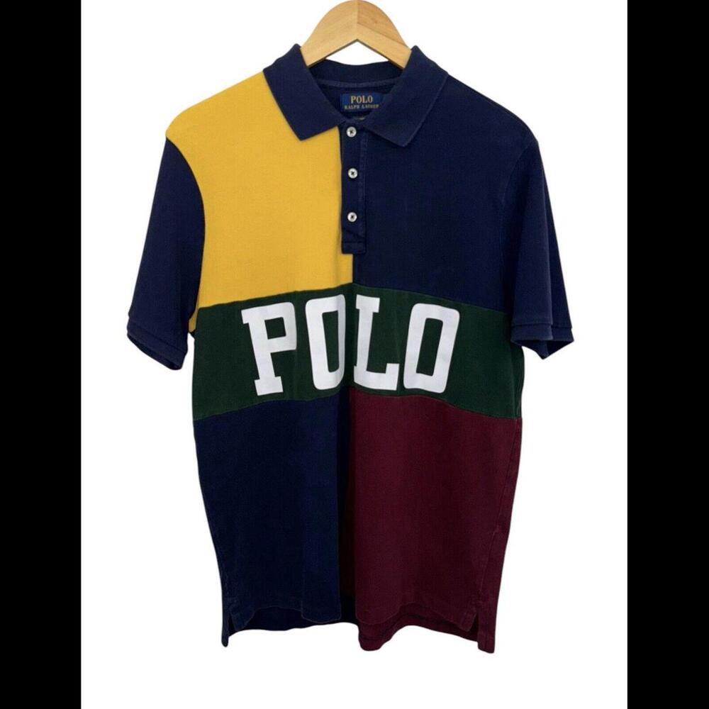 Polo Ralph Lauren Spell Out Color Block Pinwheel Polo… - Gem